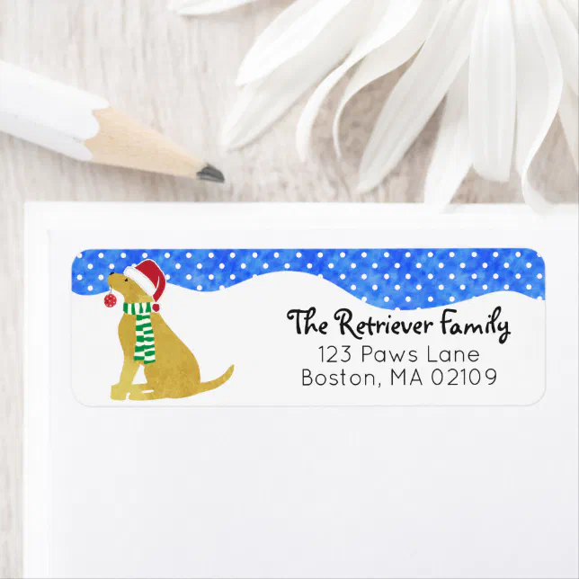 Christmas Golden Retriever Holiday Dog Label | Zazzle