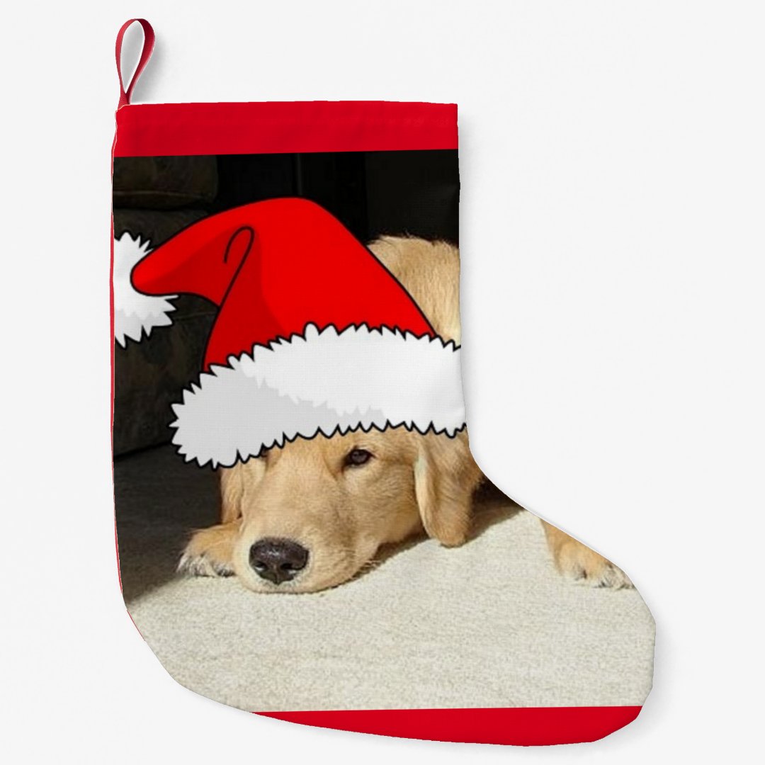 Christmas Golden Retriever Puppy Small Christmas Stocking | Zazzle