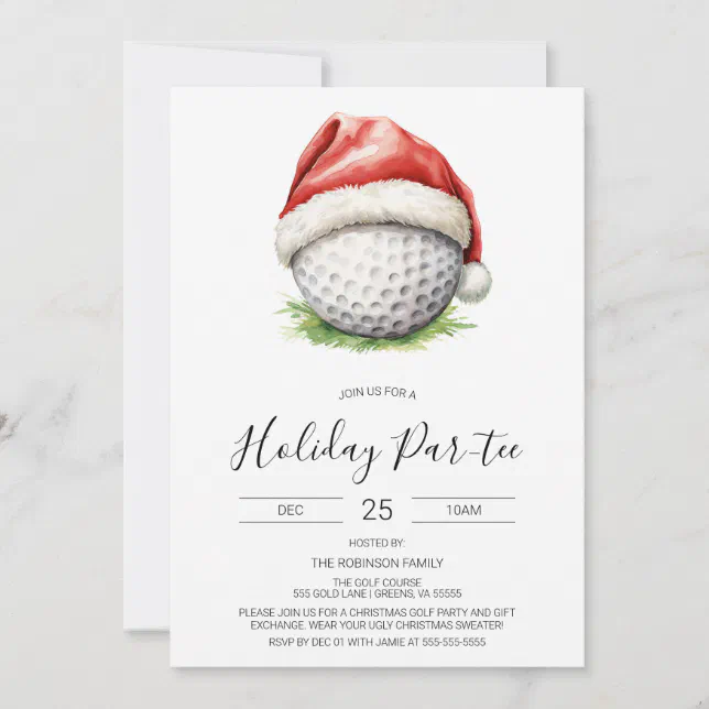 Christmas Golf Invitation, Holiday Par-tee Invitation | Zazzle