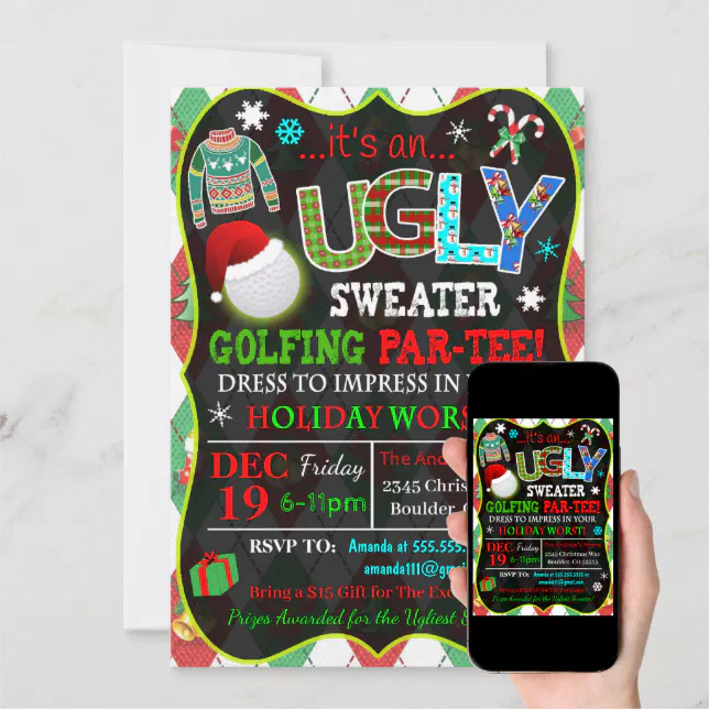 Christmas Golf Party Invitation | Zazzle