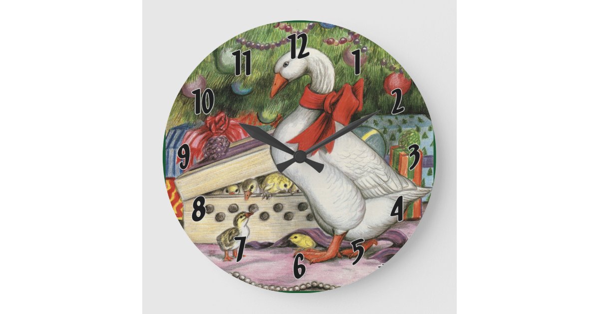 Christmas Goose Large Clock | Zazzle