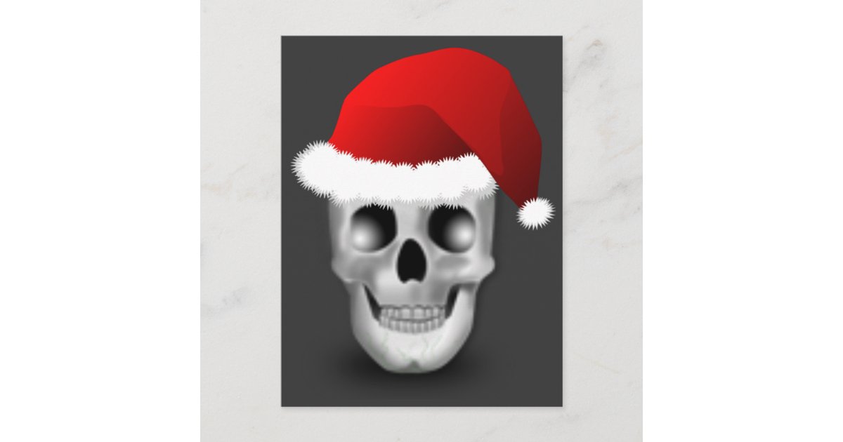 Christmas Goth Skull Santa Claus Holiday Postcard | Zazzle