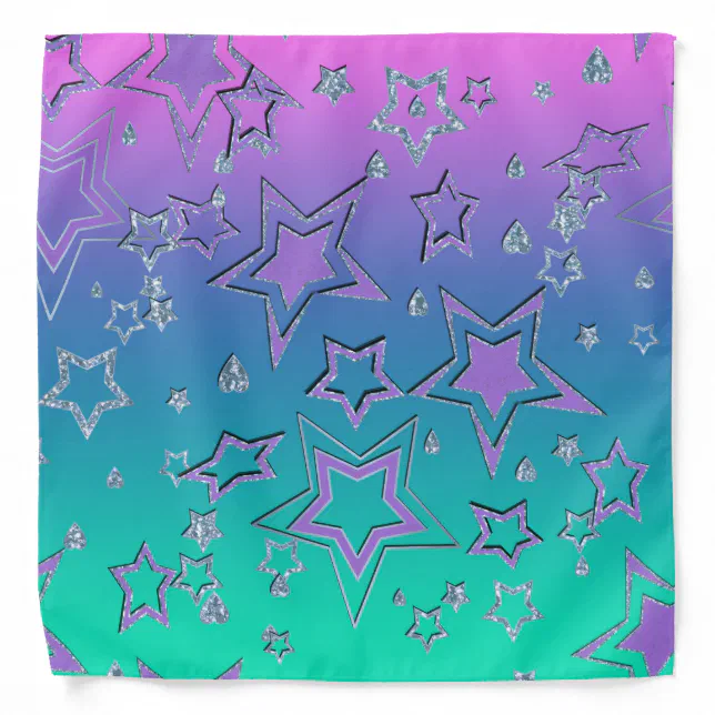 Christmas gradient glitter shine confetti stars fu bandana | Zazzle