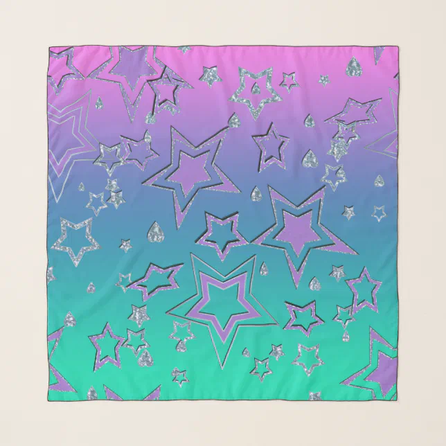 Christmas gradient glitter shine confetti stars fu scarf | Zazzle