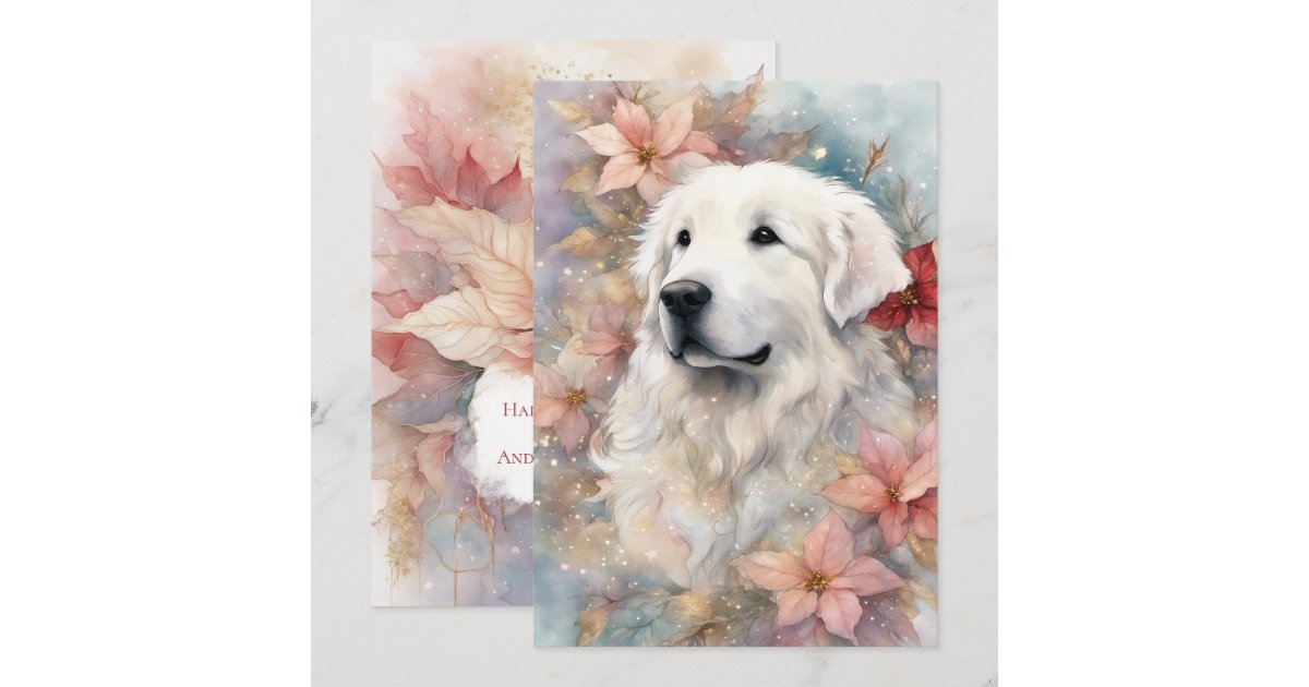 Christmas Great Pyrenees Flat Holiday Card | Zazzle