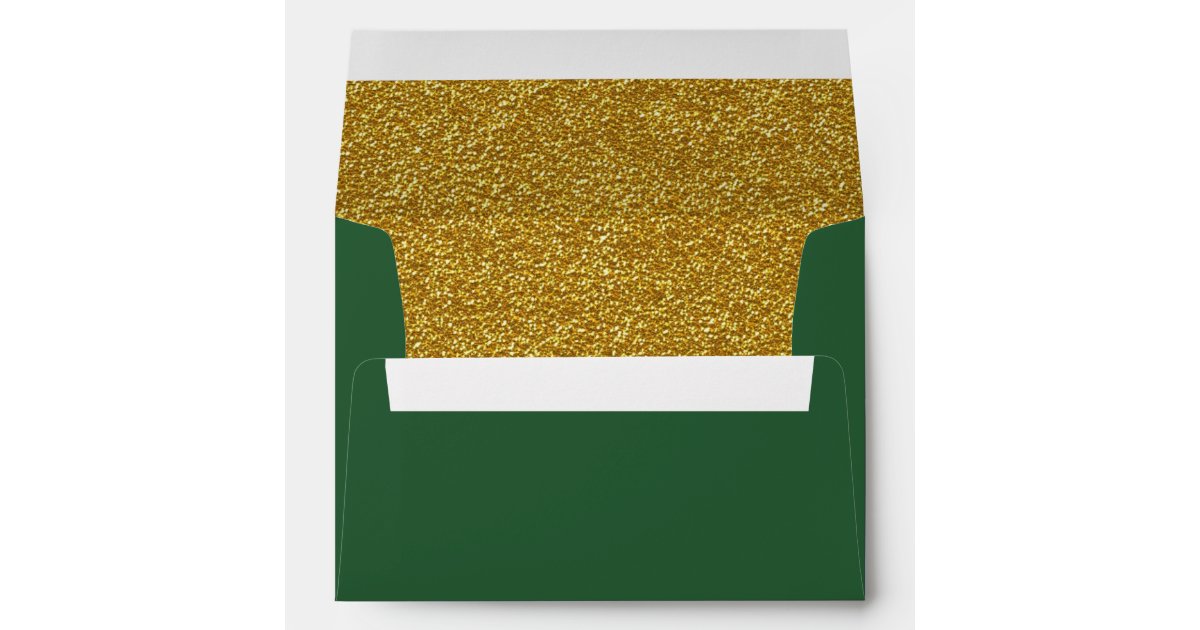 Christmas Green and Gold Custom Envelope | Zazzle