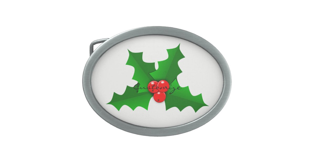 Christmas Green and red holly Thunder_Cove Belt Buckle | Zazzle