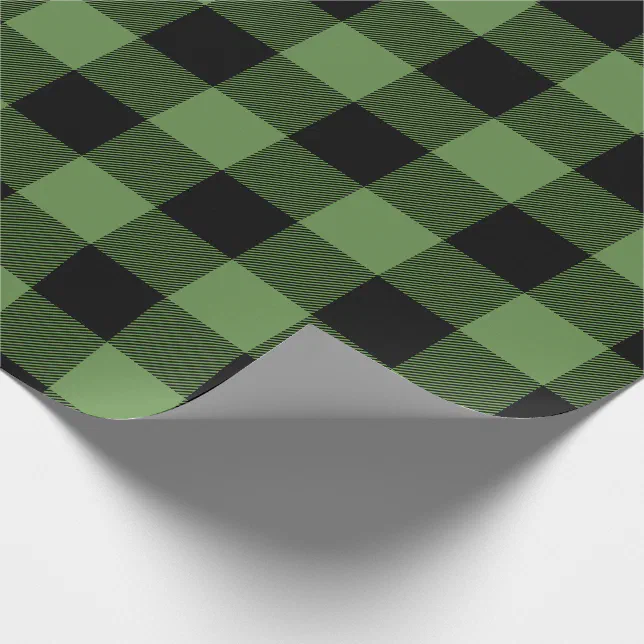 Christmas Green & Black Jumbo Buffalo Check Plaid Wrapping Paper | Zazzle