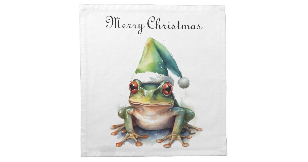 Christmas Green Frog Cloth Napkin | Zazzle