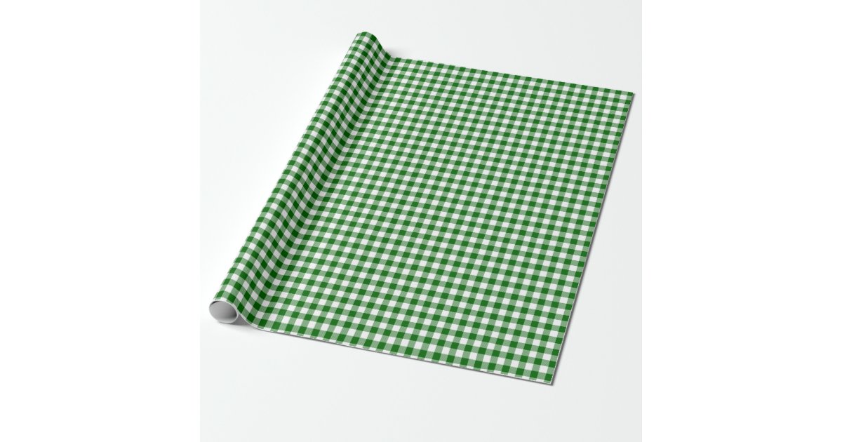 Christmas Green Gingham Gingham Wrapping Paper | Zazzle