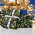 Christmas Green Gold Moody Festive Greenery Wrapping Paper | Zazzle