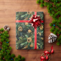 Christmas Green Gold Moody Festive Greenery Wrapping Paper | Zazzle