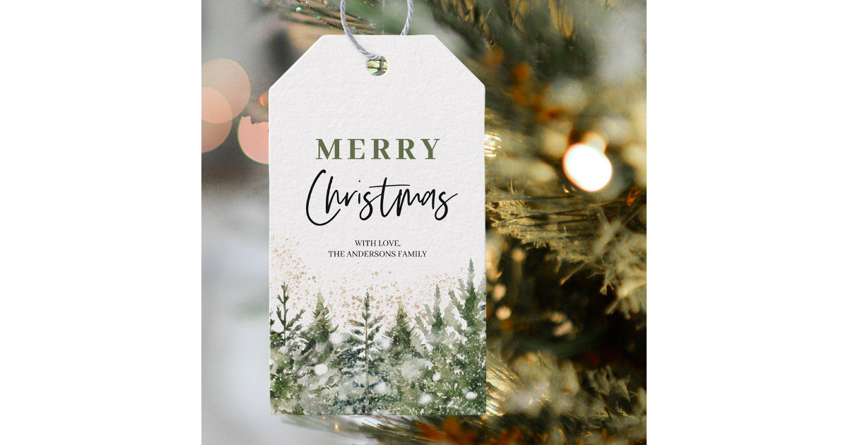 Christmas Green Tree | Merry Christmas Gift Tags | Zazzle