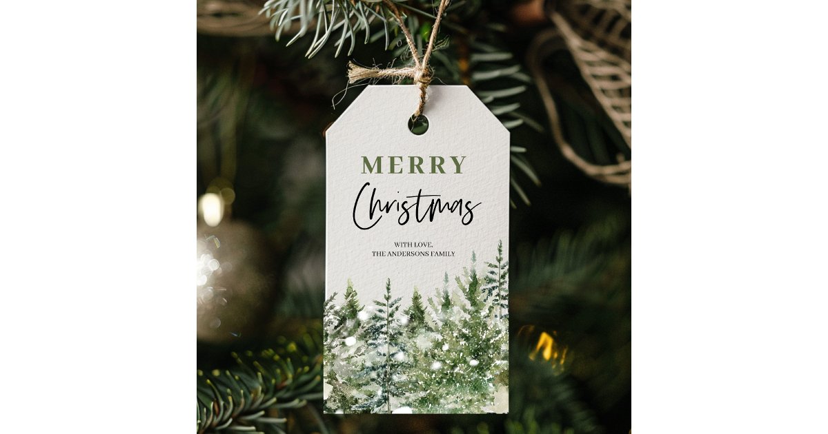 Christmas Green Tree | Merry Christmas Gift Tags | Zazzle