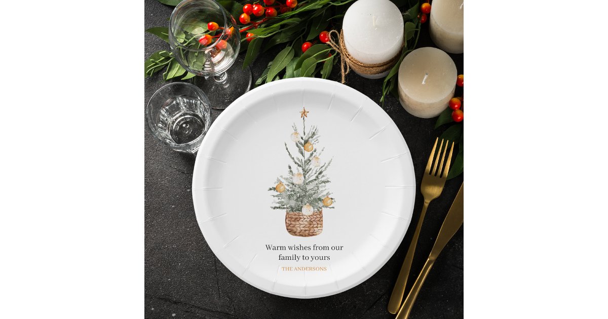 Christmas Green Tree | Merry Christmas Paper Plates | Zazzle