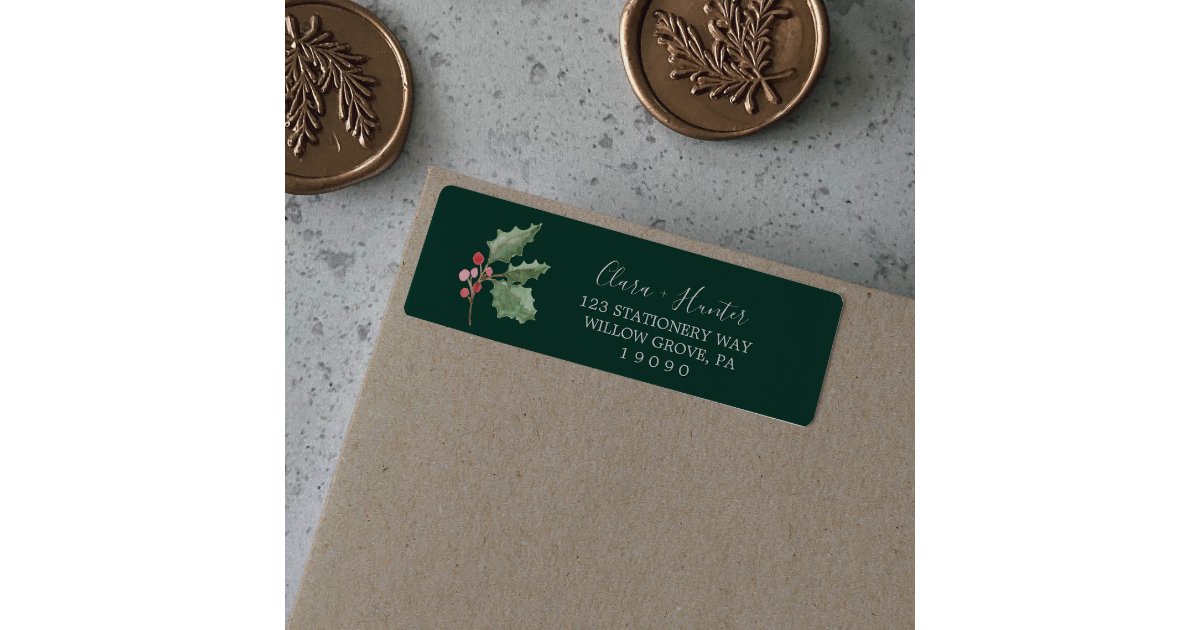 Christmas Greenery | Green Return Address Label | Zazzle