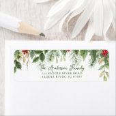 Christmas Greenery Holly & Pine Label | Zazzle