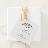Christmas Greenery Minimal Typography White Gift Favor Tags | Zazzle