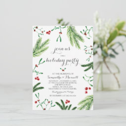 Christmas Greenery Party Invitation | Zazzle