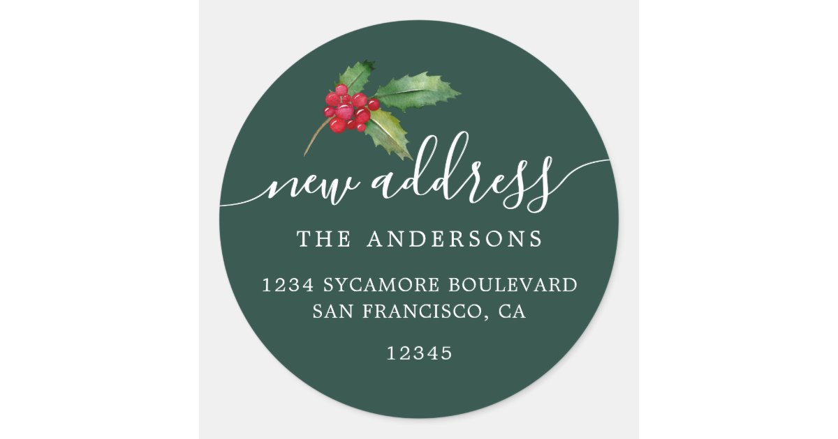 Christmas Greenery We've Moved New Address label | Zazzle