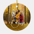 Christmas Greeting Photo Joy Gold Ceramic Ornament | Zazzle