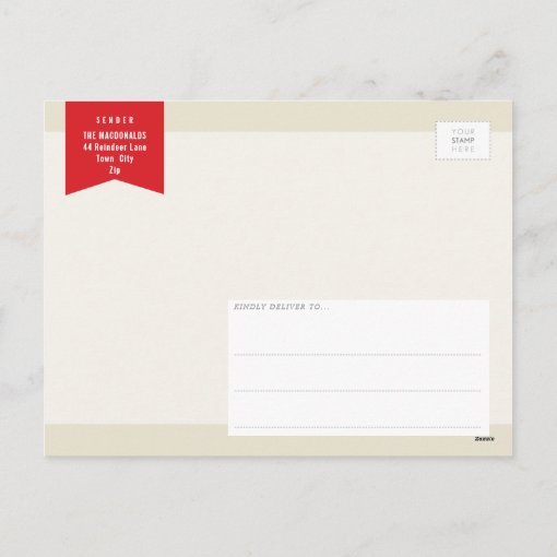 CHRISTMAS GREETING red nose reindeer rudolph gold Holiday Postcard | Zazzle