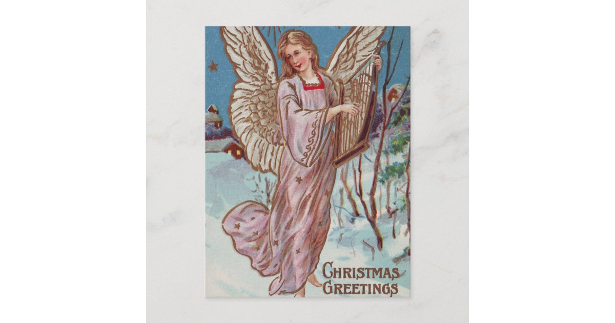 Christmas Greetings Angel Holiday Postcard | Zazzle