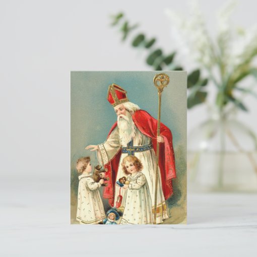 Christmas Greetings from St. Nicholas Holiday Postcard | Zazzle