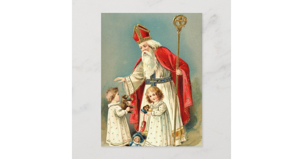 Christmas Greetings from St. Nicholas Holiday Postcard | Zazzle