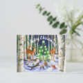 Christmas Greetings Gathering around a tree Holiday Postcard | Zazzle