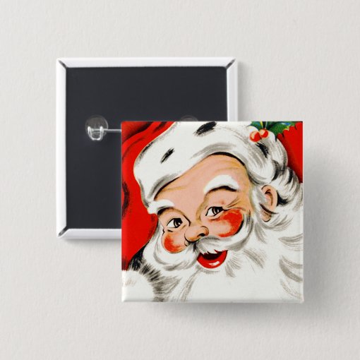 Christmas Greetings Santa Pinback Button | Zazzle