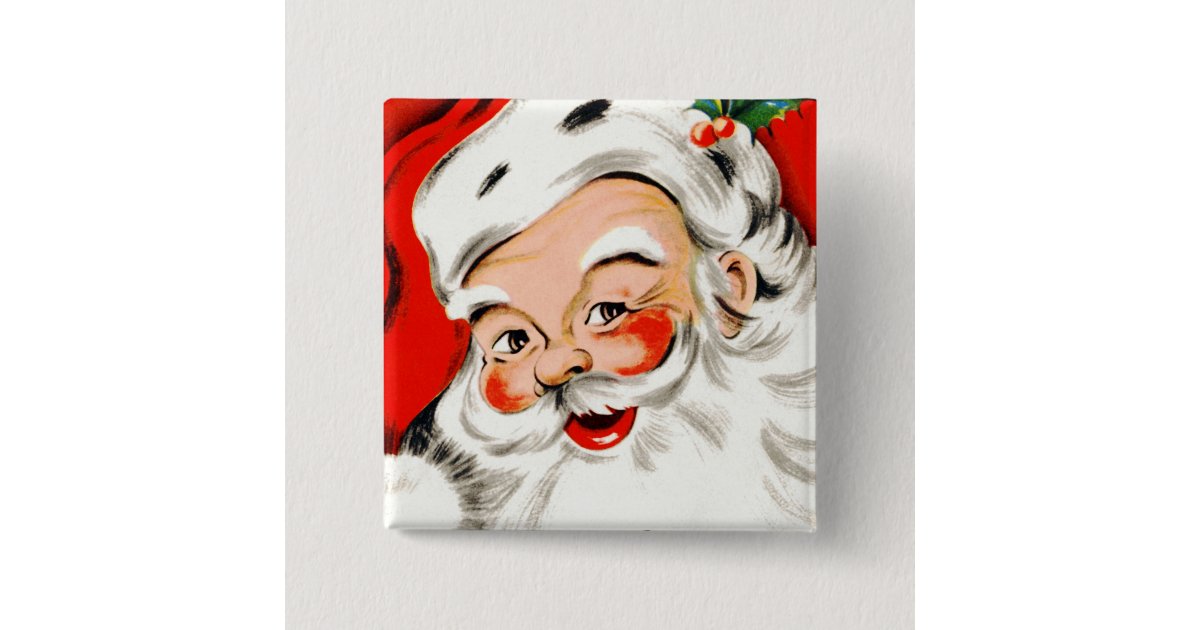 Christmas Greetings Santa Pinback Button | Zazzle