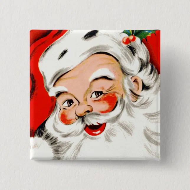Christmas Greetings Santa Pinback Button | Zazzle