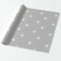 Christmas grey and white with stars wrapping paper | Zazzle
