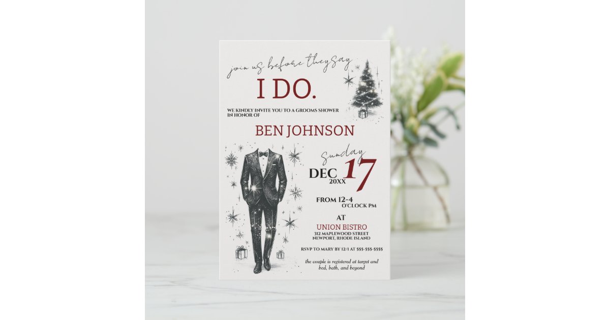 Christmas Grooms Shower Invitation | Zazzle