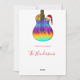 Christmas Guitar cool Psychedelic Holiday Card | Zazzle