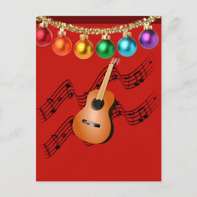 Christmas Guitar Postcard | Zazzle