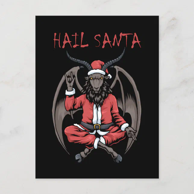 Christmas Hail Santa Satanism Goat Baphomet Postcard | Zazzle