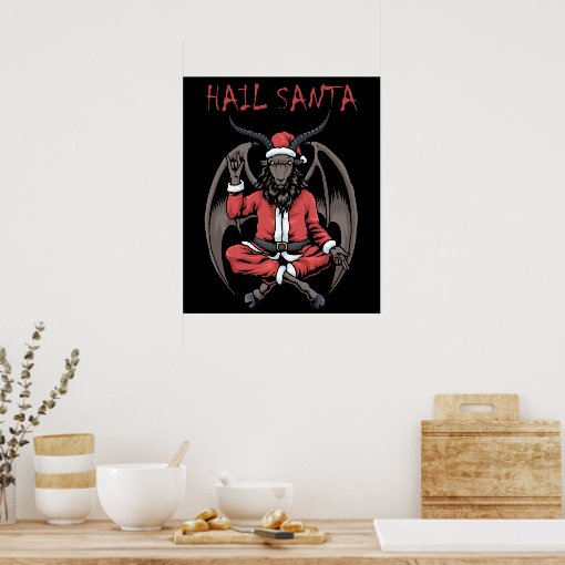 Christmas Hail Santa Satanism Goat Baphomet Poster | Zazzle