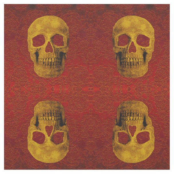 Red Skull and Gothic Black Fabric | Zazzle