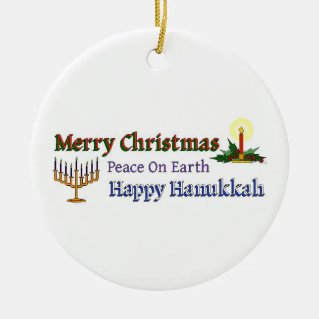 Christmas Hanukkah Ceramic Ornament | Zazzle
