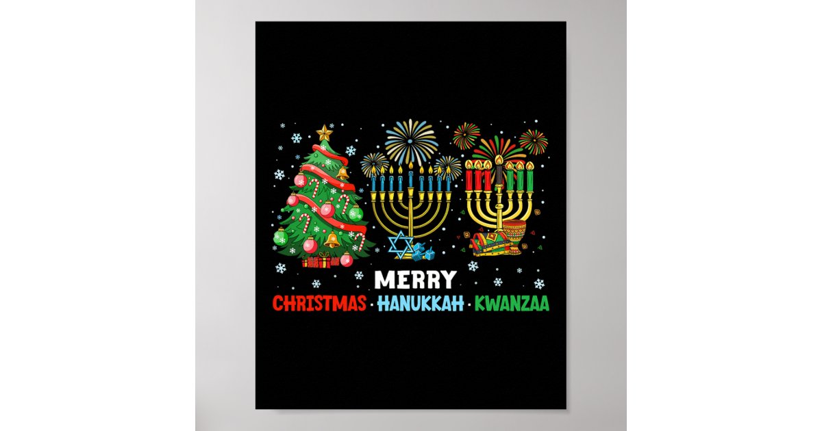 Christmas Hanukkah Kwanzaa Happy Holidays Matching Poster | Zazzle
