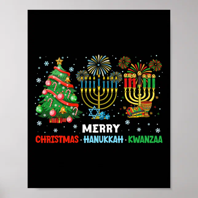 Christmas Hanukkah Kwanzaa Happy Holidays Matching Poster | Zazzle