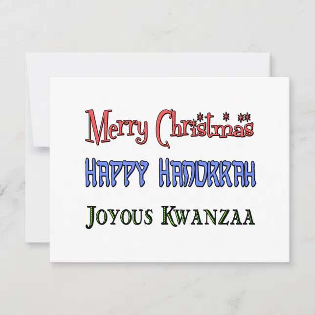 Christmas - Hanukkah - Kwanzaa Holiday Card | Zazzle