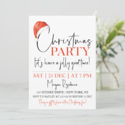Christmas Hat Party Invitation Office Party Invite | Zazzle