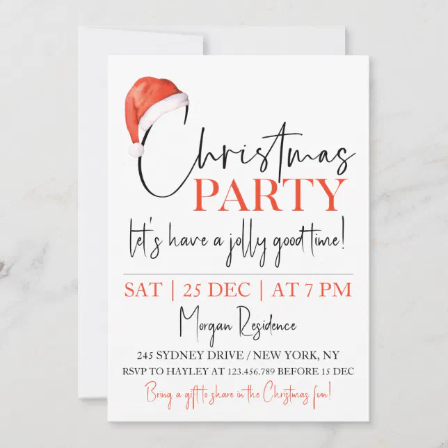 Christmas Hat Party Invitation Office Party Invite | Zazzle