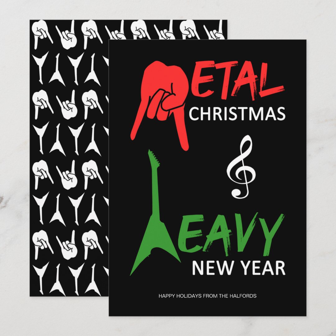 Christmas Heavy Metal Guitar Rock Holiday Card | Zazzle
