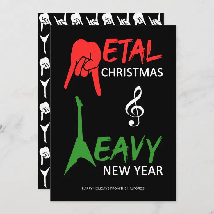 Christmas Heavy Metal Guitar Rock Holiday Card | Zazzle