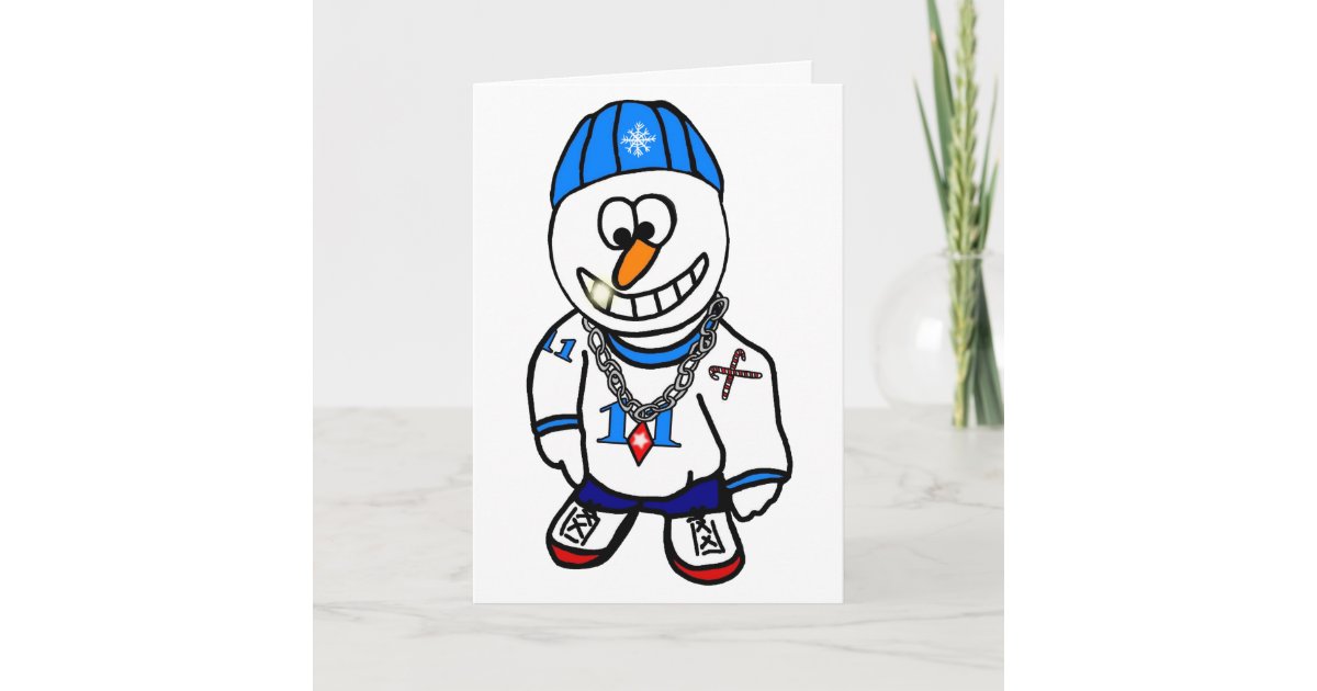 Christmas Hip-Hop Rapper Snowman Greeting Card | Zazzle
