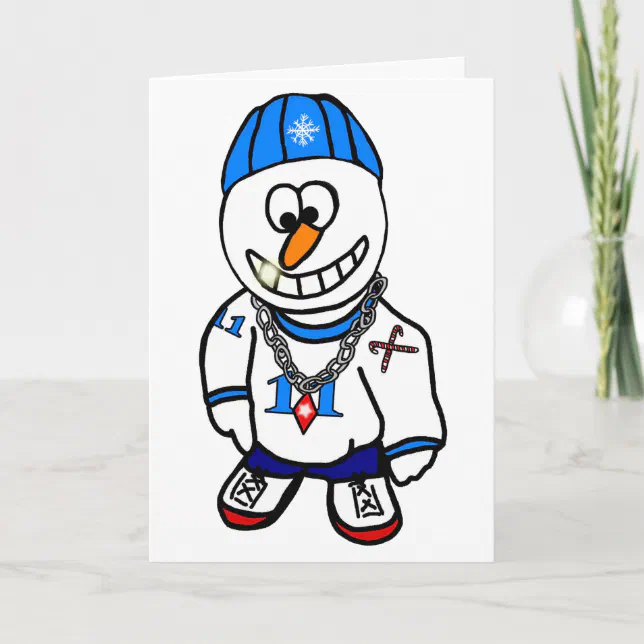 Christmas Hip-Hop Rapper Snowman Greeting Card | Zazzle